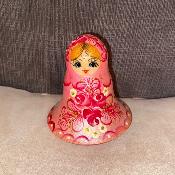 Hand Crafted | Accents | Vtg Russian Wood Roly Poly Bell Musical Doll ...
